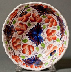 Gaudy Welsh; Grape Pattern, Bowl ( Fruit), Molded Details, 9 inch.