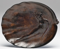 Ashtray; Bronze, Osmond (Maurice), signed, Art Deco Lily Pad Form ...