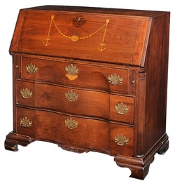 Furniture: Desk; Federal, Shearer (John), Walnut, Slant Lid, Interior ...