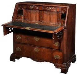 Furniture: Desk; Federal, Shearer (John), Walnut, Slant Lid, Interior ...