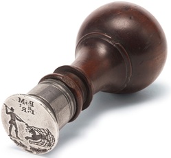 Letter Seal; Silver, 1st Continental Rifle Regiment, Domari Nolo, Wood ...