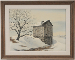 Nichols, Ward H; Oil on Canvas Painting, signed WHN 1975, Outbuilding ...