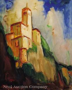 Hull, Marie Atkinson; Watercolor Painting, signed 1929, Spanish Castle ...