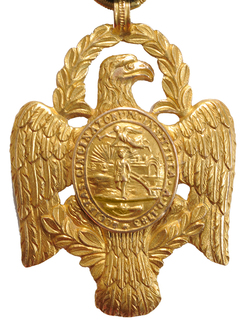 Medal; Order of the Cincinnati, Cast Gold Eagle, Blue & White Ribbon.