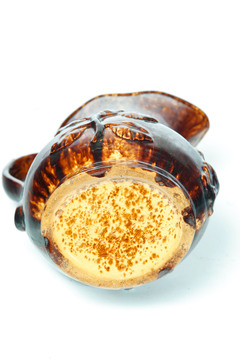 Pottery; Douglas (W), Pitcher, Rose Decoration, Rockingham Glaze, 12 inch.