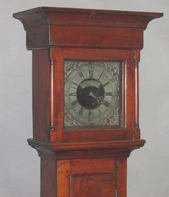 Tall Case Clock; Pennsylvania, Hoff (George), Walnut, Flat Top, Iron Dial, Pewter Spandrels, 1 ...