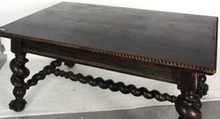 Furniture: Table-Library; Victorian, Merklin Bros, Oak, Rectangular Top ...