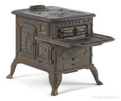 Toy Stove; Filley (GF), Charter Oak No 30, Pat Hot Air Flue, Cast Iron ...