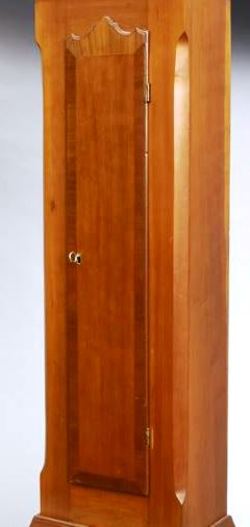 Tall Case Clock; Ohio, Federal, Watson (Luman), Cherry, Broken Arch, Elijah Warner Case, 97 inch.