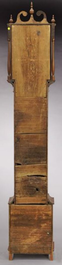 Tall Case Clock; Ohio, Federal, Watson (Luman), Cherry, Broken Arch, Elijah Warner Case, 97 inch.