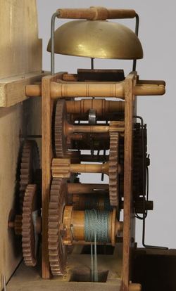 Tall Case Clock; Ohio, Federal, Watson (Luman), Cherry, Broken Arch, Elijah Warner Case, 97 inch.