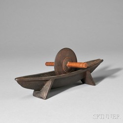 Herb Grinder; Roller Wheel & Trough, Cast Iron, 10 inch.