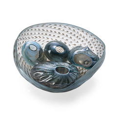 Art Glass; Chihuly (Dale), Basket Set, Blue & Black, 5 Pieces, 16 inch.