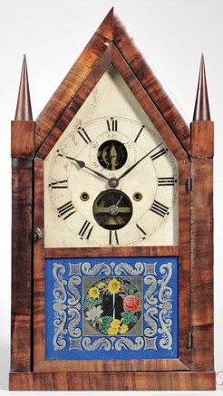Shelf Clock; Terry (Silas B), Steeple (or Sharp Gothic), Mahogany ...