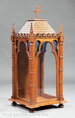 Furniture: Cabinet-Display; Victorian, Gothic Revival, Mahogany ...
