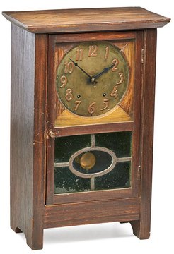 Mantel Clock; Arts & Crafts, Stickley (Gustav), Elm, Copper Dial ...