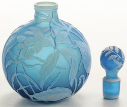 Perfume Bottle; Webb Glass, Cameo, Flowers, Leaves & Wheat, Opal ...