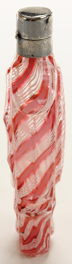 Perfume Bottle; Clichy Glass, Vetro a Fili, Red Pink & White Swirled ...