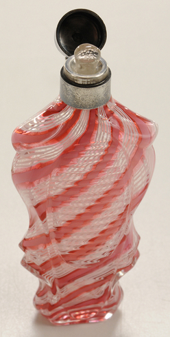 Perfume Bottle; Clichy Glass, Vetro a Fili, Red Pink & White Swirled ...