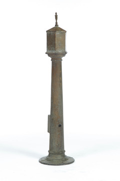 Cast Iron; Alms Box, Hexagonal Receiver on Post, Lower Keeper, Key, 49 ...