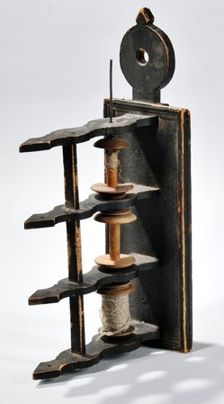 String Dispenser; Skarn, Rectangular Frame, Shaped Back, Black Paint, 3 ...