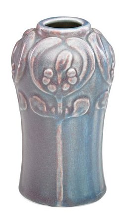 Van Briggle Pottery; Vase, Mistletoe, Pink & Purple Glaze, 5 inch.