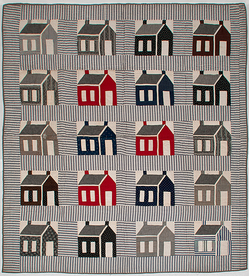Quilt; American, Schoolhouse Pattern, 78 inch.