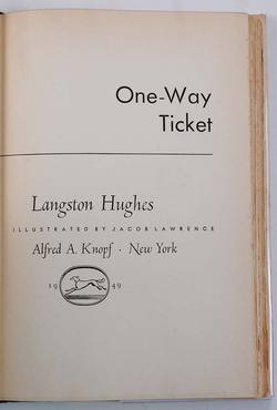 Poetry; Hughes (Langston), One Way Ticket, 1st Edition, signed ...