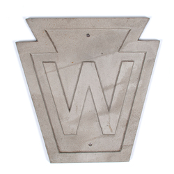 Railroad; Station Sign, Pennsylvania RR, Whistle Sign, W on Keystone ...
