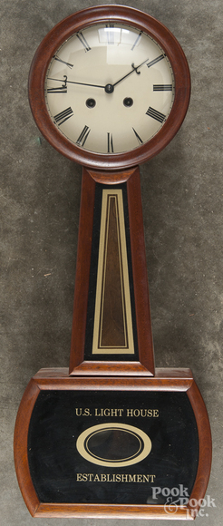 Banjo Clock; Mahaffey (George), Mahogany, US Lighthouse Establishment ...