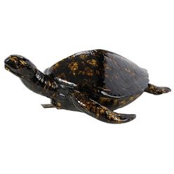 Pottery; Spanish, Castilian, Figure, Sea Turtle, Brass Hanger, Brown ...