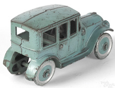 Toy Car; Kenton, Sedan, Cast Iron, Light Blue, Driver, 5 inch.