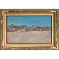 Hauser, John; Oil on Board Painting, signed 1893, Adobe Scene.