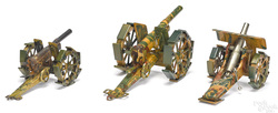 Military Toy; Marklin, Artillery, Field Gun (3), Tin, Camouflage Paint ...