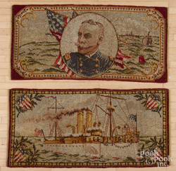 Weaving (2); American, Patriotic Motifs, Captain Sigsbee?, USS Maine ...