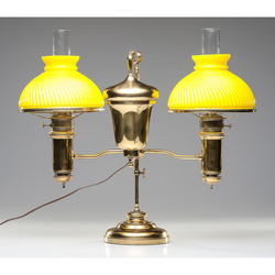 Student Lamp; Edward Miller & Co, New Vestal, Brass, Double Arm, Yellow ...
