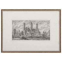 Marsh, Reginald; Etching, signed 1931, New York City View, 12 inch.