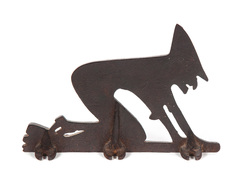 Boot Scraper; Albany Foundry, Witch on Broom, Cast Iron, 10 inch.