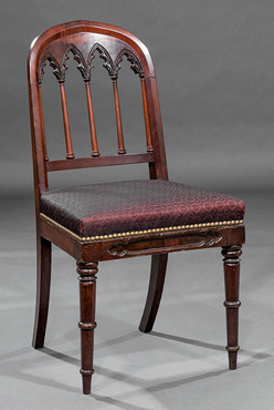 Furniture: Chair-Side (02); Victorian, Gothic Revival, Rosewood, Arched ...