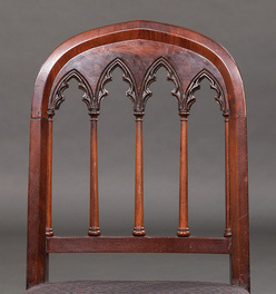 Furniture: Chair-Side (02); Victorian, Gothic Revival, Rosewood, Arched ...
