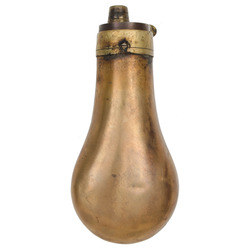Powder Flask; Colt, Embossed Revolver, Copper, Brass Top, 4 inch.