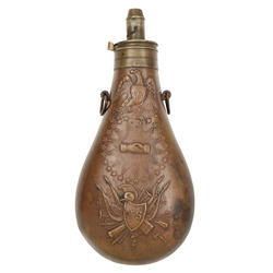 Powder Flask; Ames, Peace Flask, Eagle, Circle of Stars, 1838.