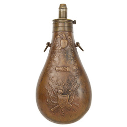 Powder Flask; Ames, Peace Flask, Eagle, Circle of Stars, 1838.