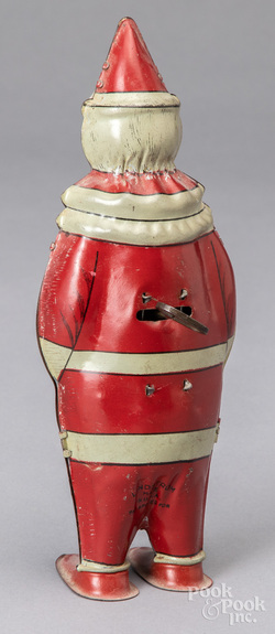 Wind Up Toy; Lindstrom, Santa Claus, Walker, Lithographed Tin, 8 inch.