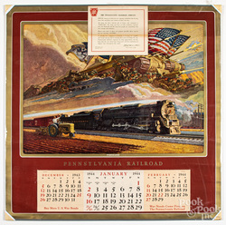 Calendar; Pennsylvania Railroad, 1944, Forward, Full Pad, 29 inch.
