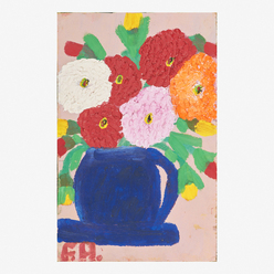 Hunter, Clementine; Oil on Board Painting, initialed CH, Flower ...