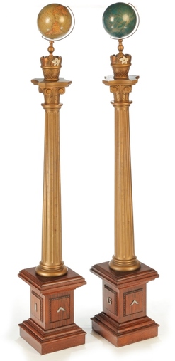 Lodge Artifact; Masonic, Column (2), Fluted on Pedestal, Gold Paint ...